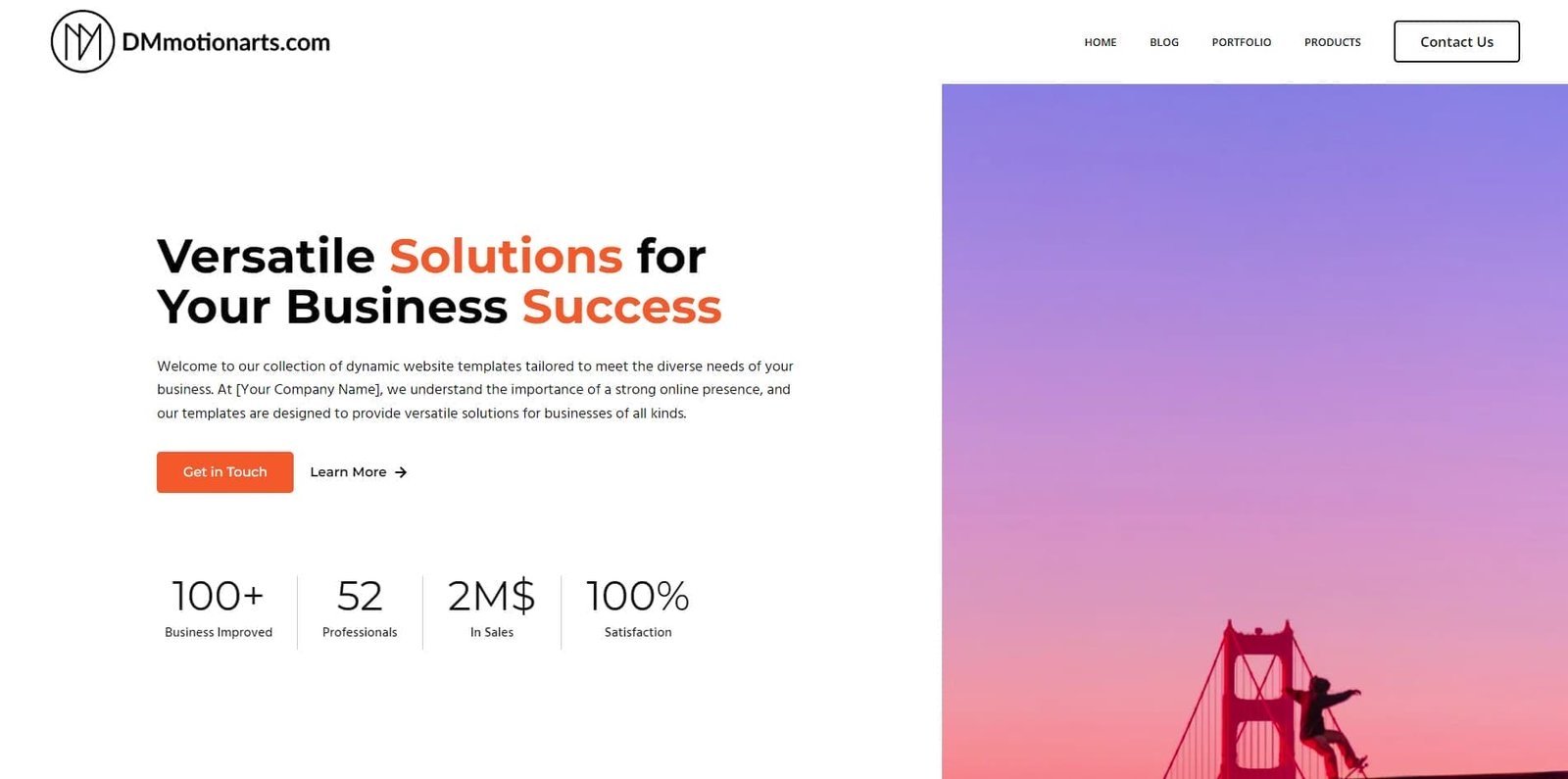 Portfolio Website Example and Free Elementor Template - DMmotionarts
