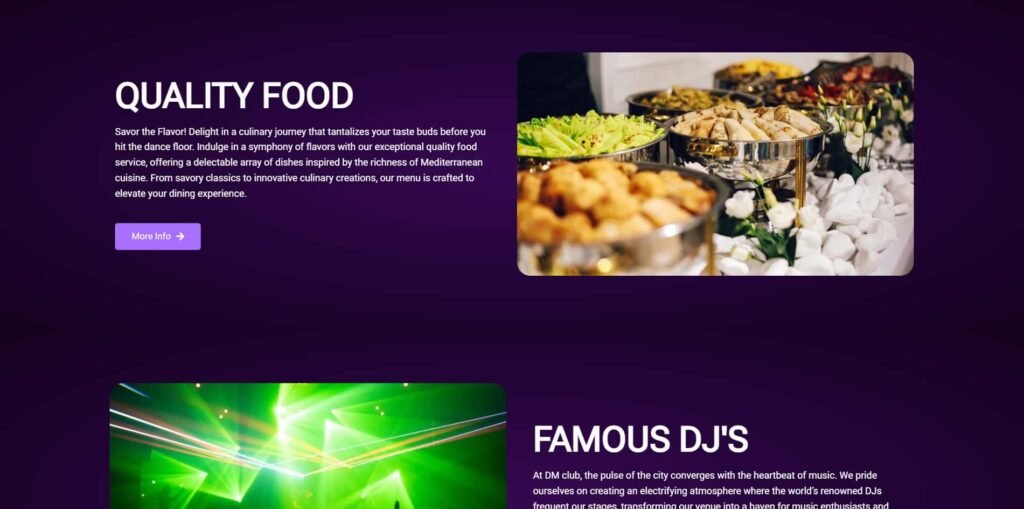 Nightclub or Concert One Page Website Elementor Template - DMmotionarts