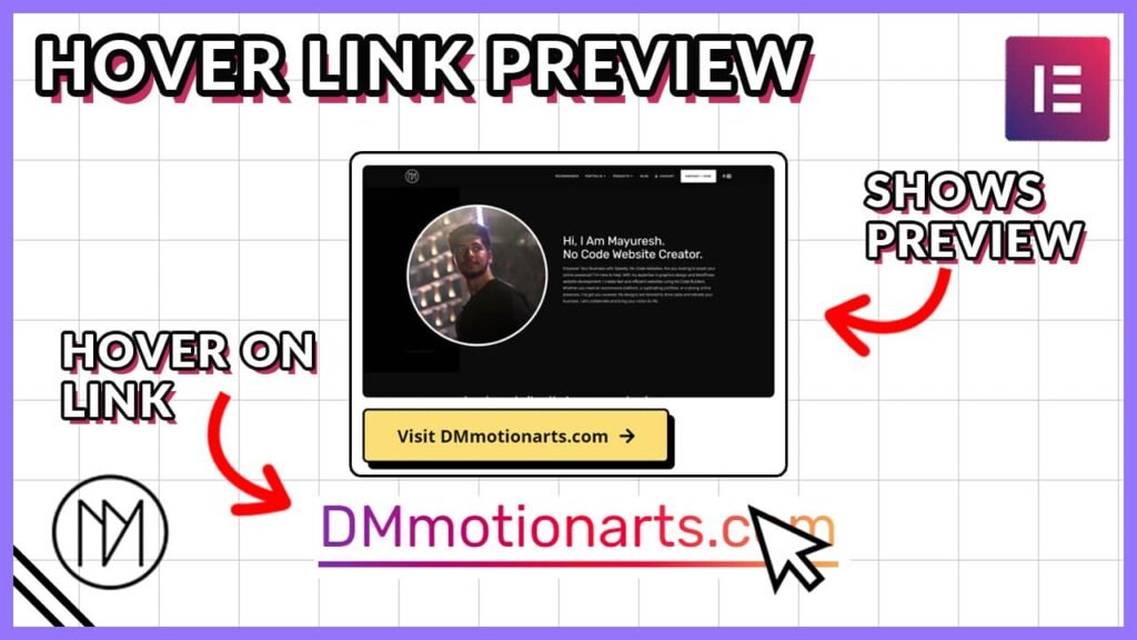 Hover Link Preview Elementor Template - DMmotionarts