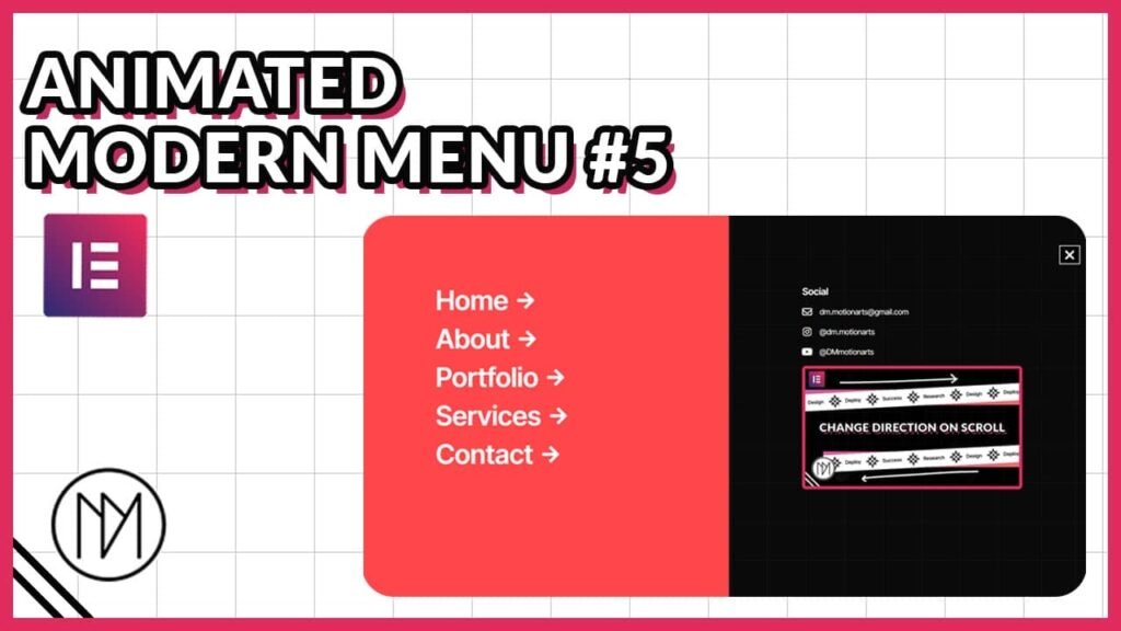 Animated Full Screen Modern Menu with Elementor & GSAP #1 - DMmotionarts
